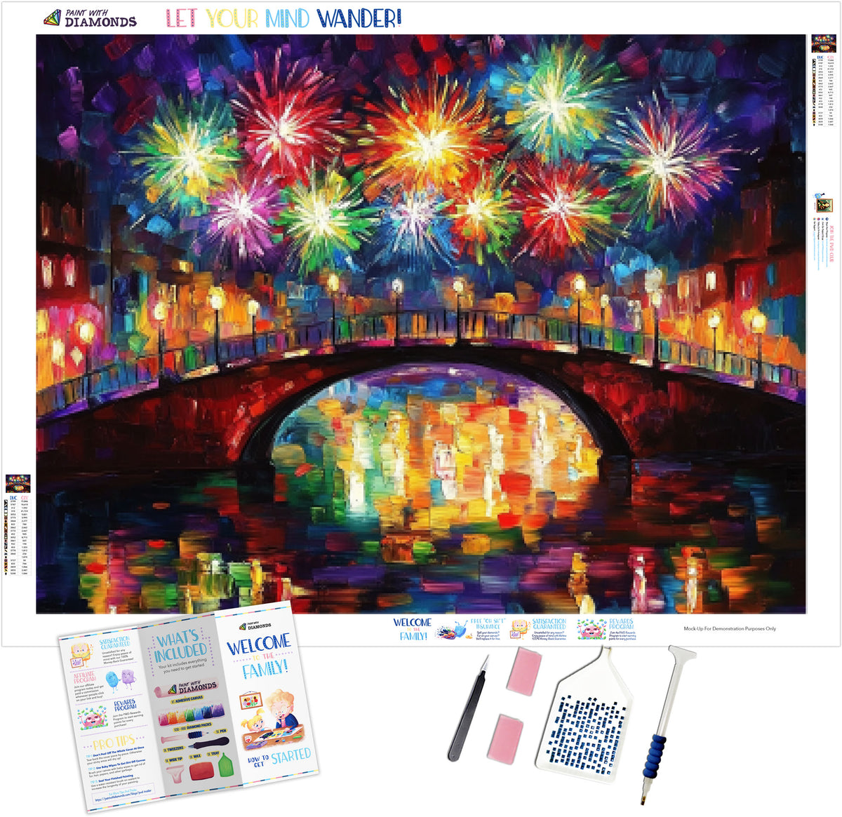 Fireworks Over Rainbow Bridge Official Diamond Painting Kit | Diamond ...