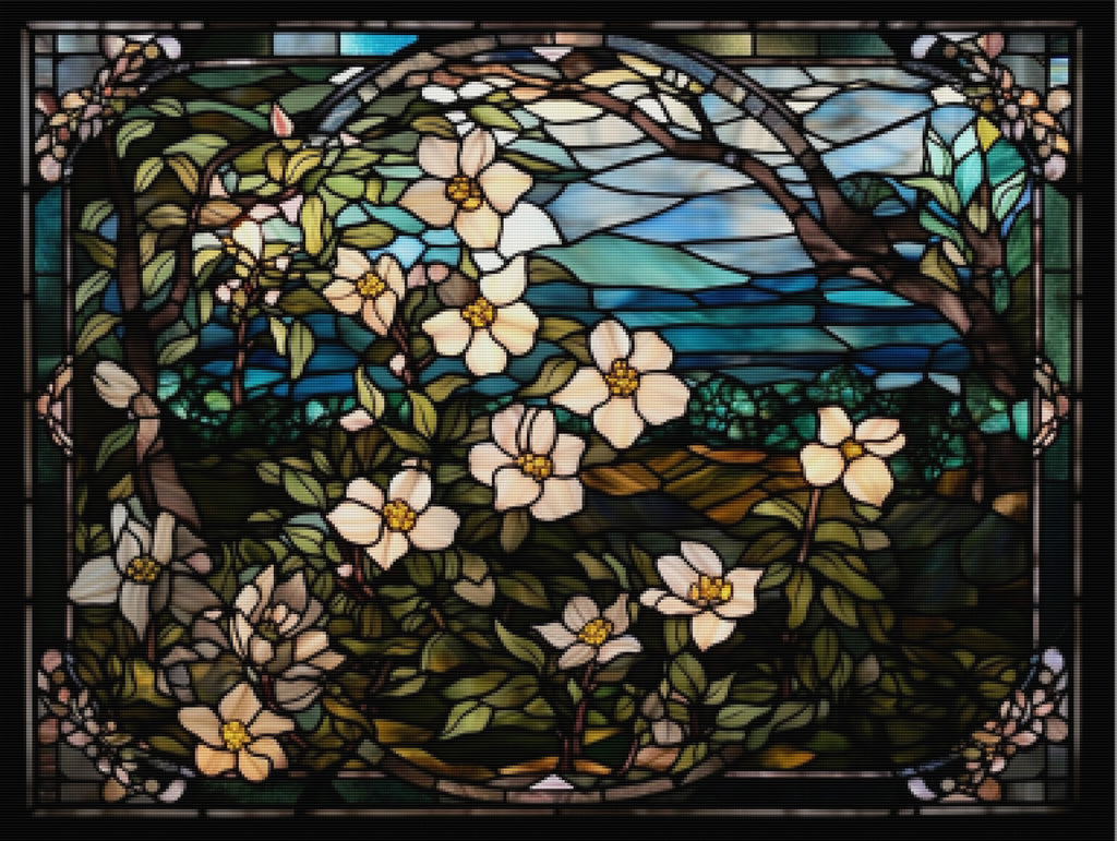 Floral Wonderland by Moonlight Stained Glass Official Diamond Painting ...