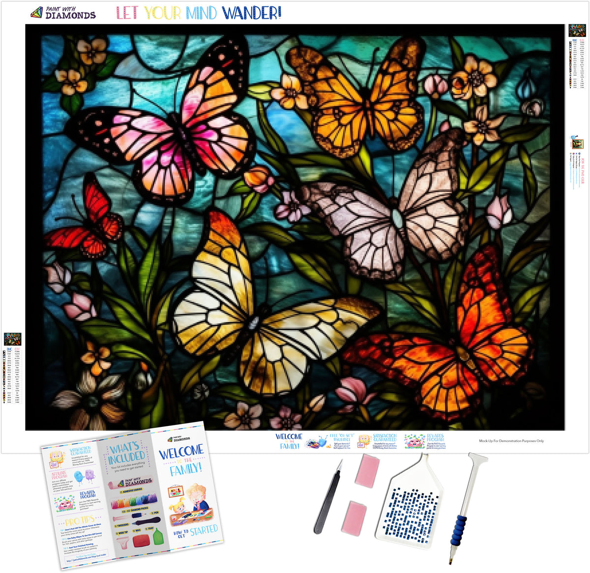 Fluttering Around Stained Glass Official Diamond Painting Kit | – Paint ...