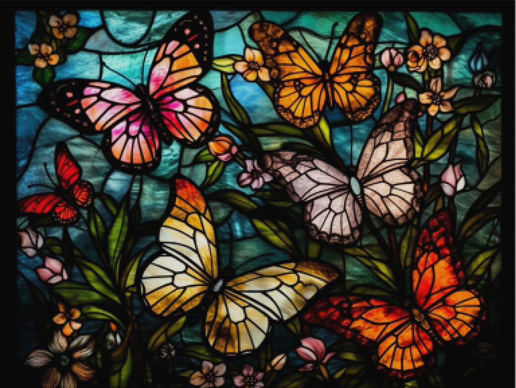 Fluttering Around Stained Glass Official Diamond Painting Kit | – Paint ...