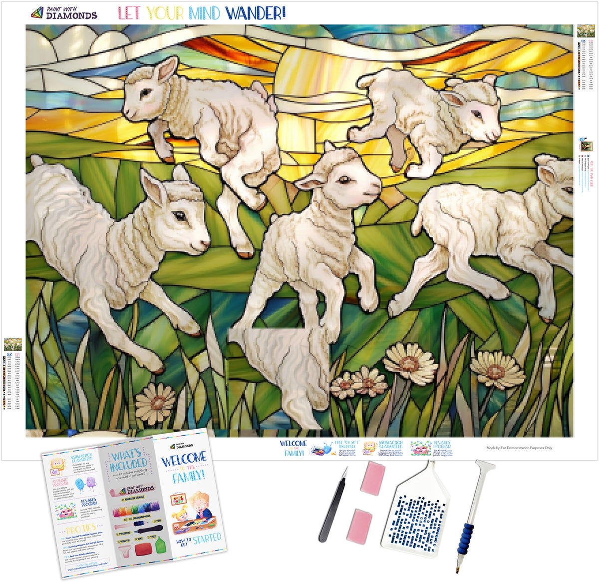 Frolicking Spring Lambs Official Diamond Painting Kit | Diamond Art ...