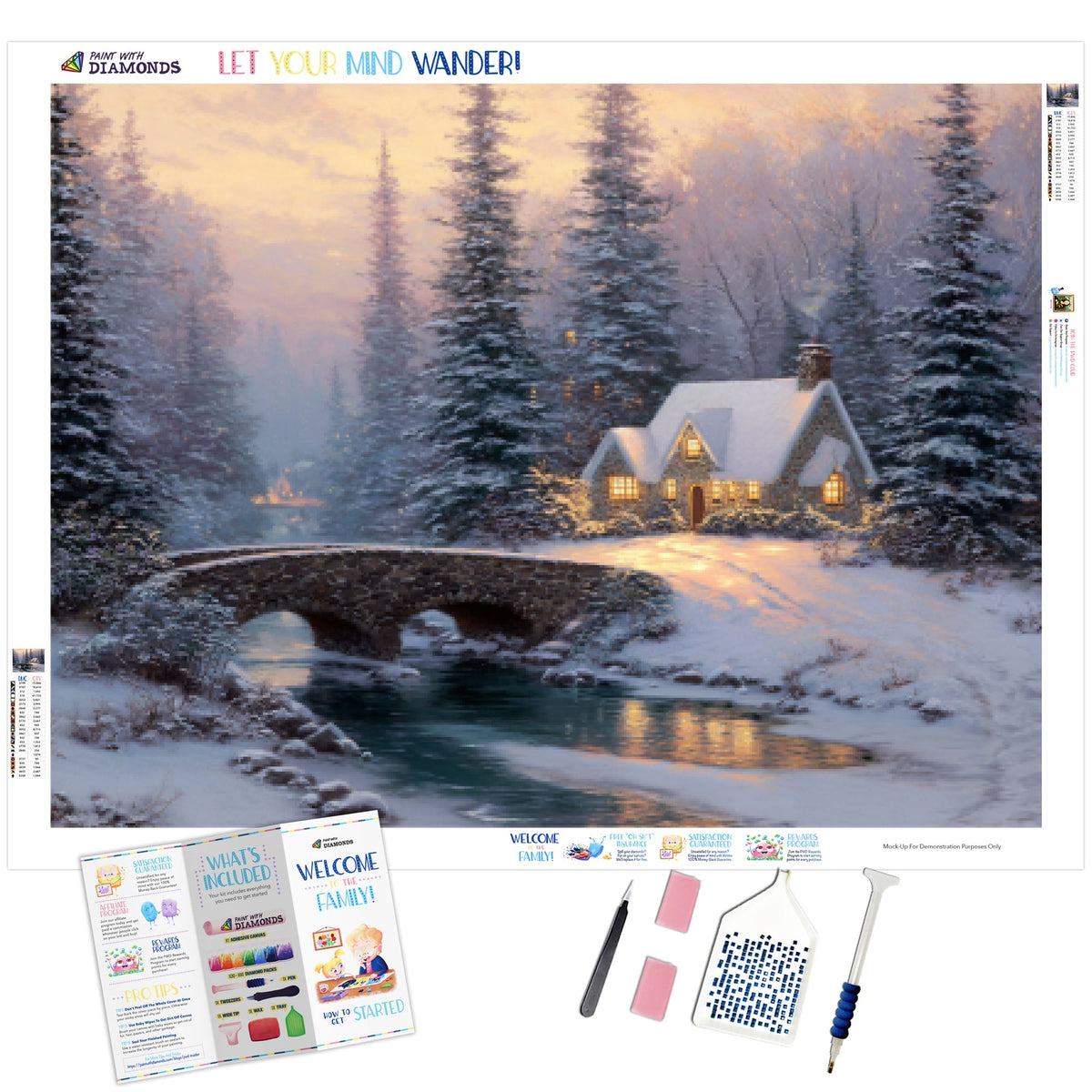 Frosted Bridge Cottage Diamond Painting - Full Drill Kit | Paint With ...