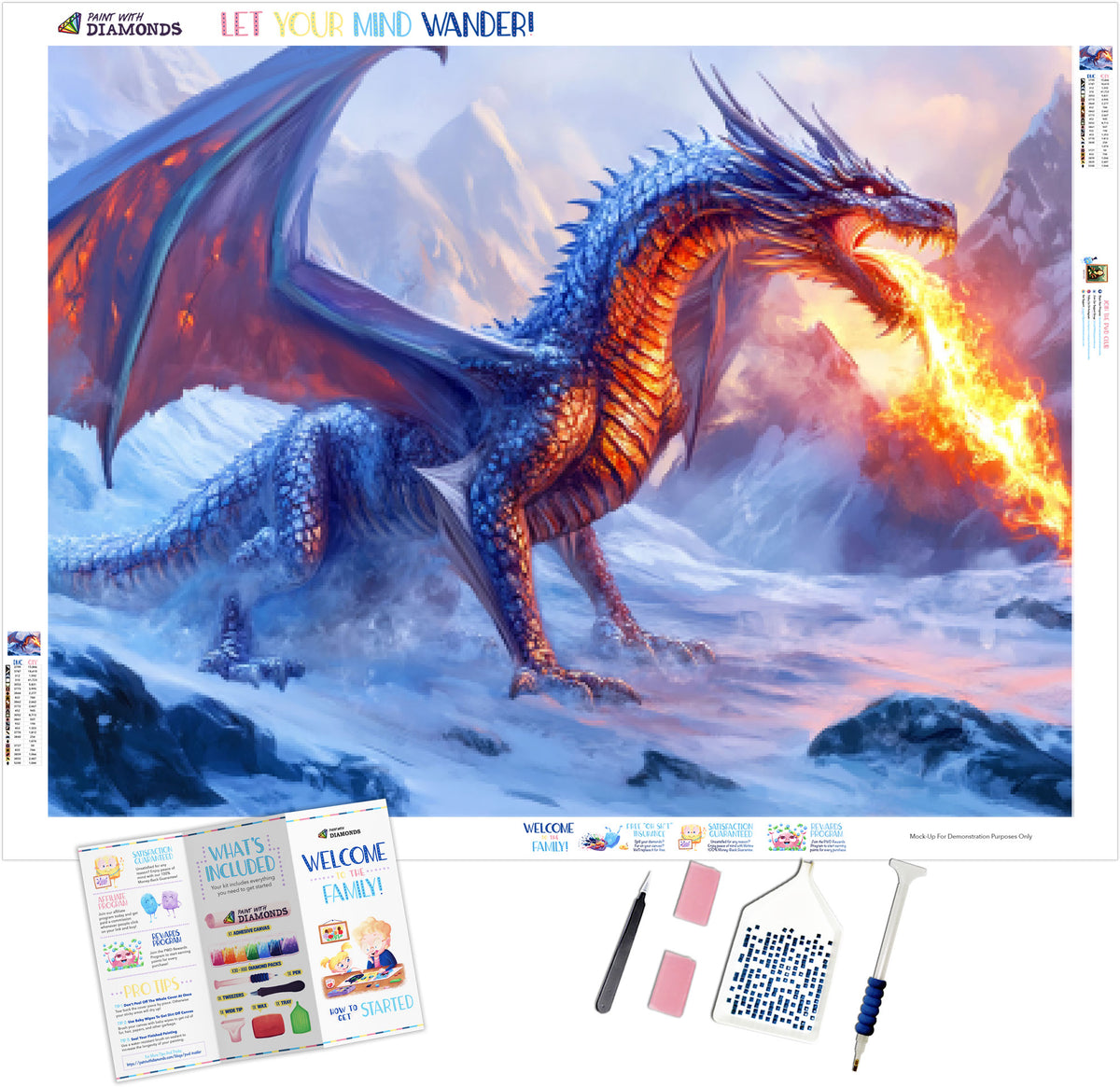 Frostfire Dragon Official Diamond Painting Kit | Diamond Art | Paint ...