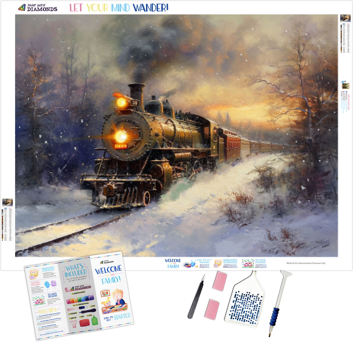 Frosty Twilight Train Ride Official Diamond Painting Kit | Diamond Art ...