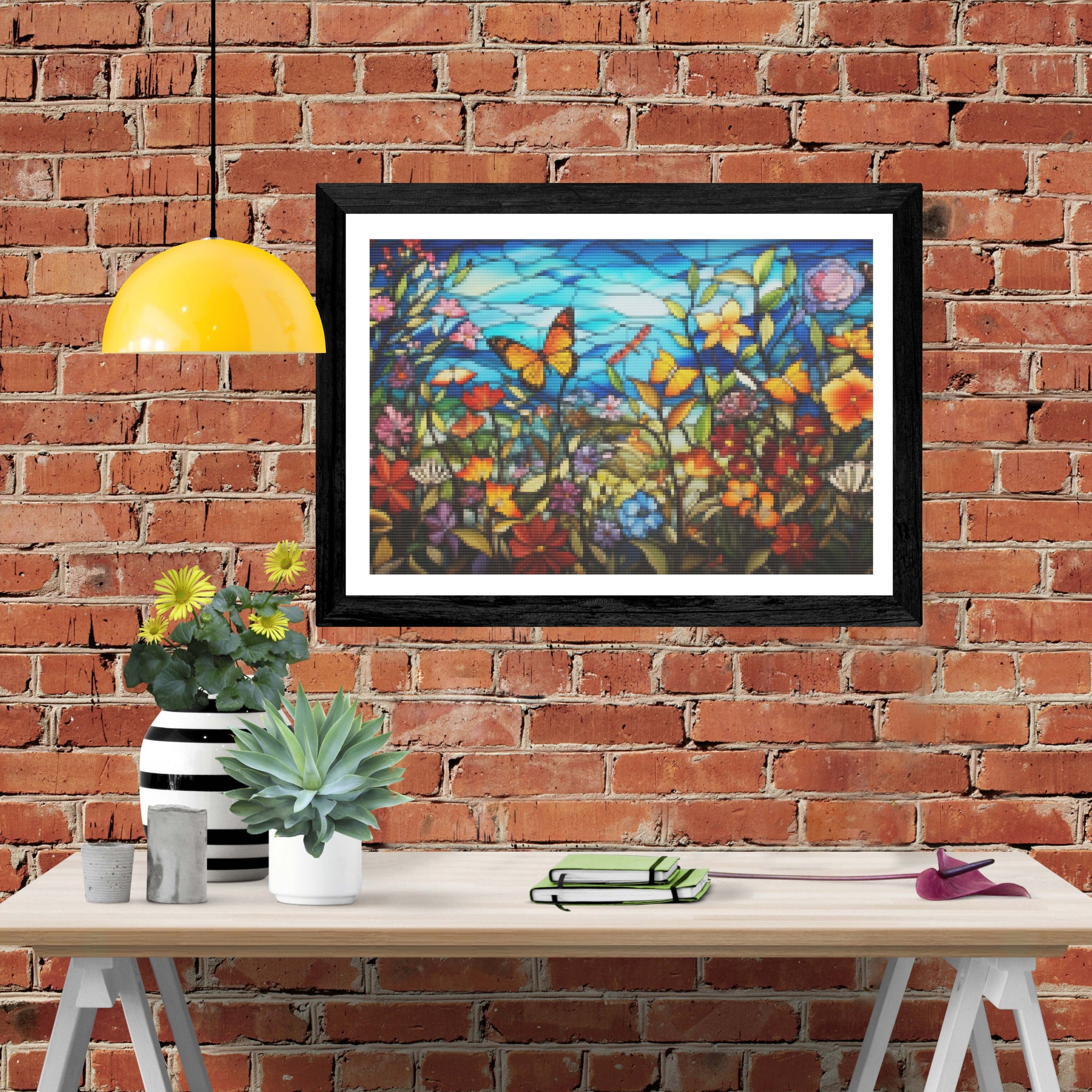 Stained Glass Mosaic Garden Scene Stained Glass Effect Static Window