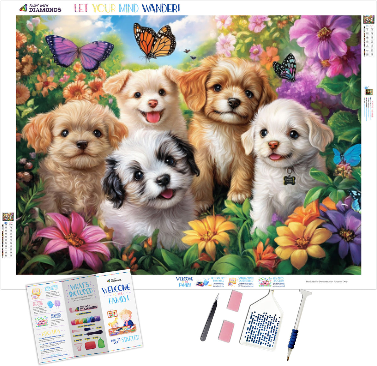 Garden of Playful Puppies Official Diamond Painting Kit | Diamond Art ...