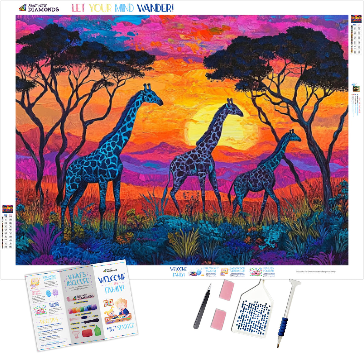 Giraffe Sunset Safari Official Diamond Painting Kit | Diamond Art ...