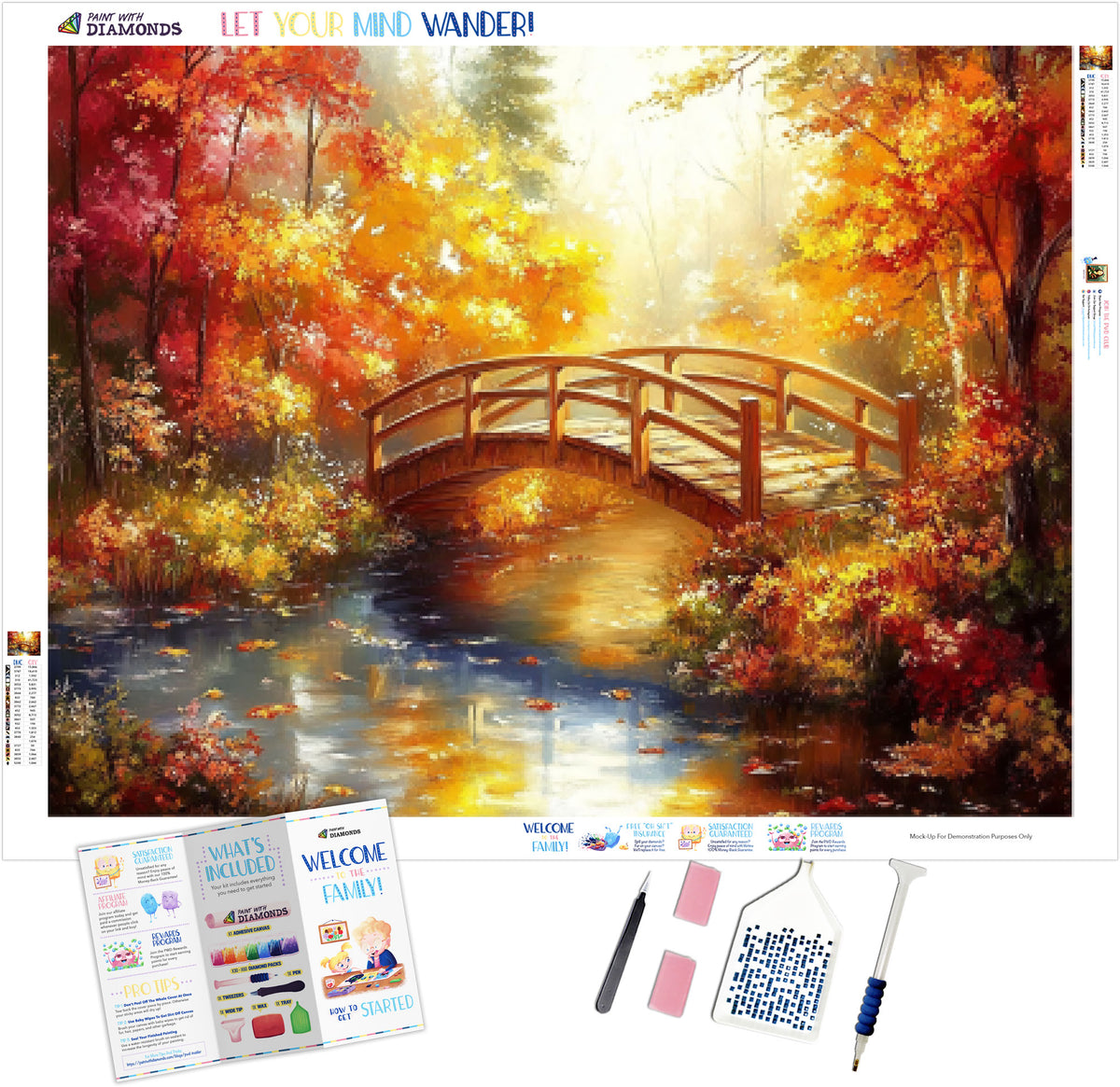 Golden Autumn Bridge Over a Stream – Paint With Diamonds