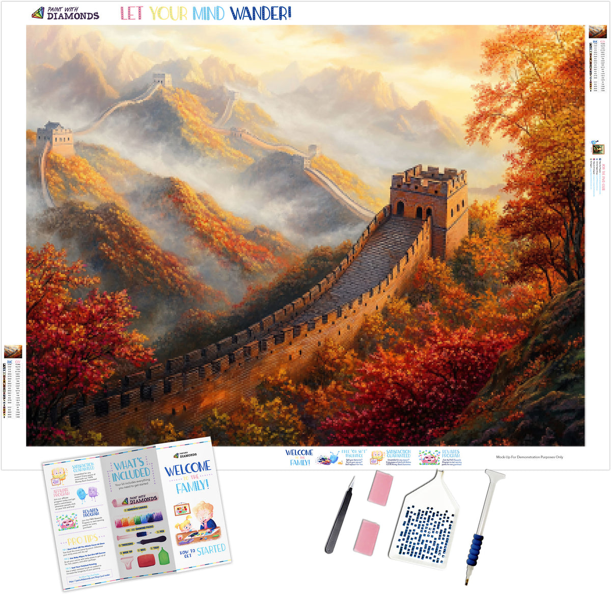 Great Wall of China in Autumn Splendor Official Diamond Painting Kit ...