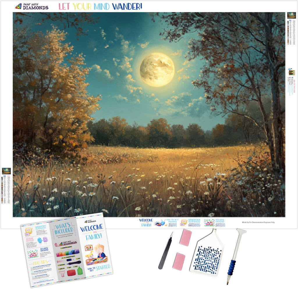 Harvest Moon Over Meadow's Edge Official Diamond Painting Kit | – Paint ...