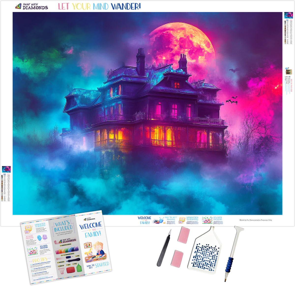 Haunted House Under the Full Moon Official Diamond Painting Kit ...