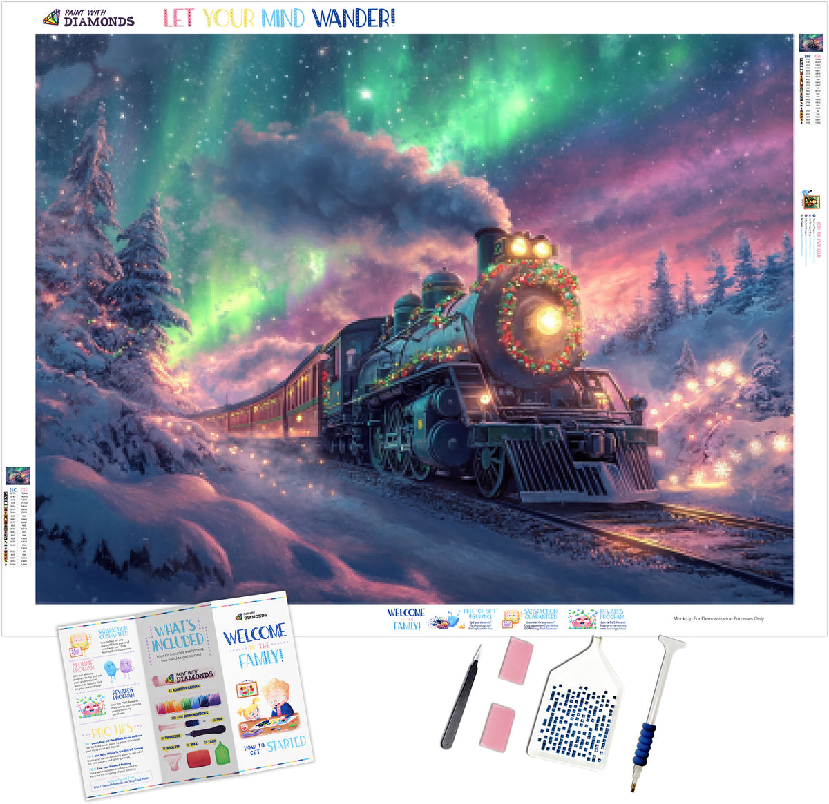 Holiday Train Beneath the Aurora – Paint With Diamonds