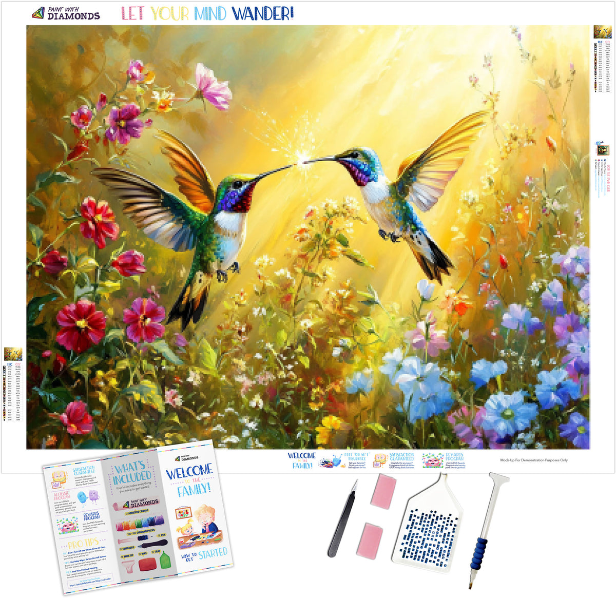 Hummingbirds in a Wildflower Haven Official Diamond Painting Kit ...