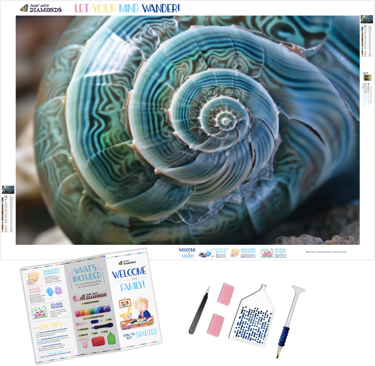 Intricate Blue Seashell Official Diamond Painting Kit | Diamond Art ...