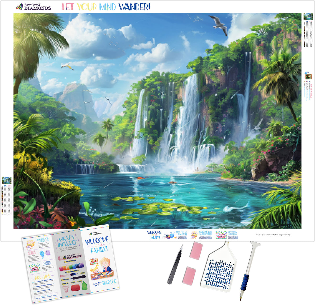 Jungle Planet Waterfalls Official Diamond Painting Kit | Diamond Art ...
