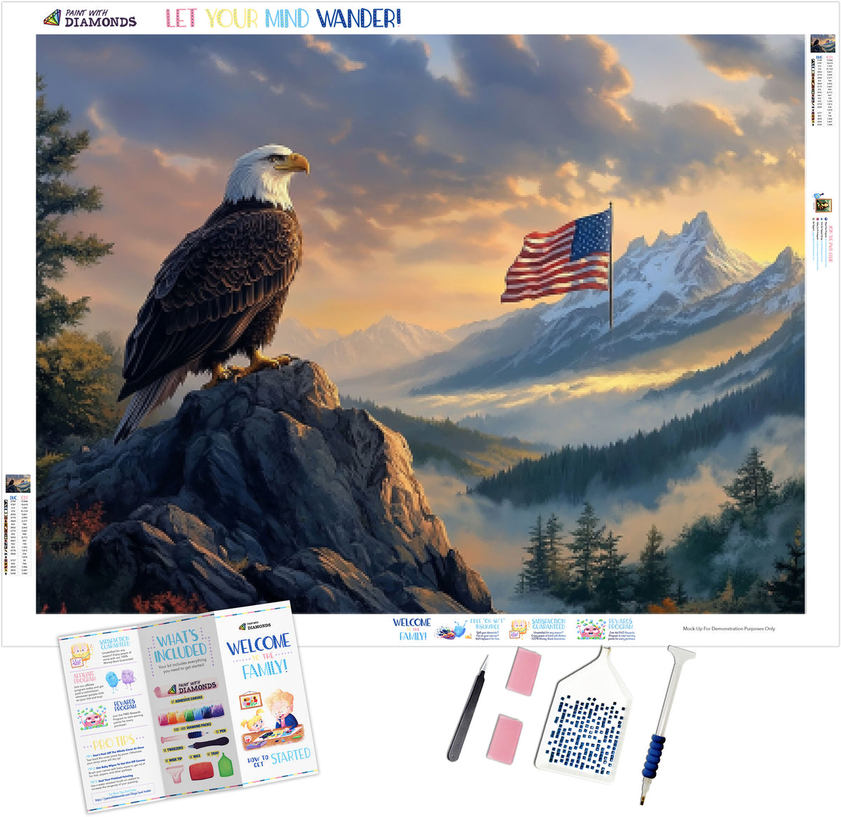 Land of the Free Eagle and American Flag at Dawn Official Diamond ...
