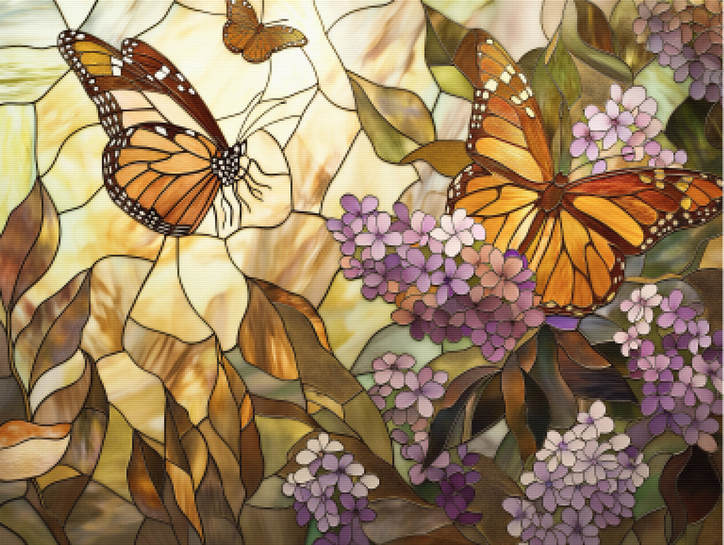 Lilac Bushes in Full Bloom Stained Glass Official Diamond Painting Kit ...