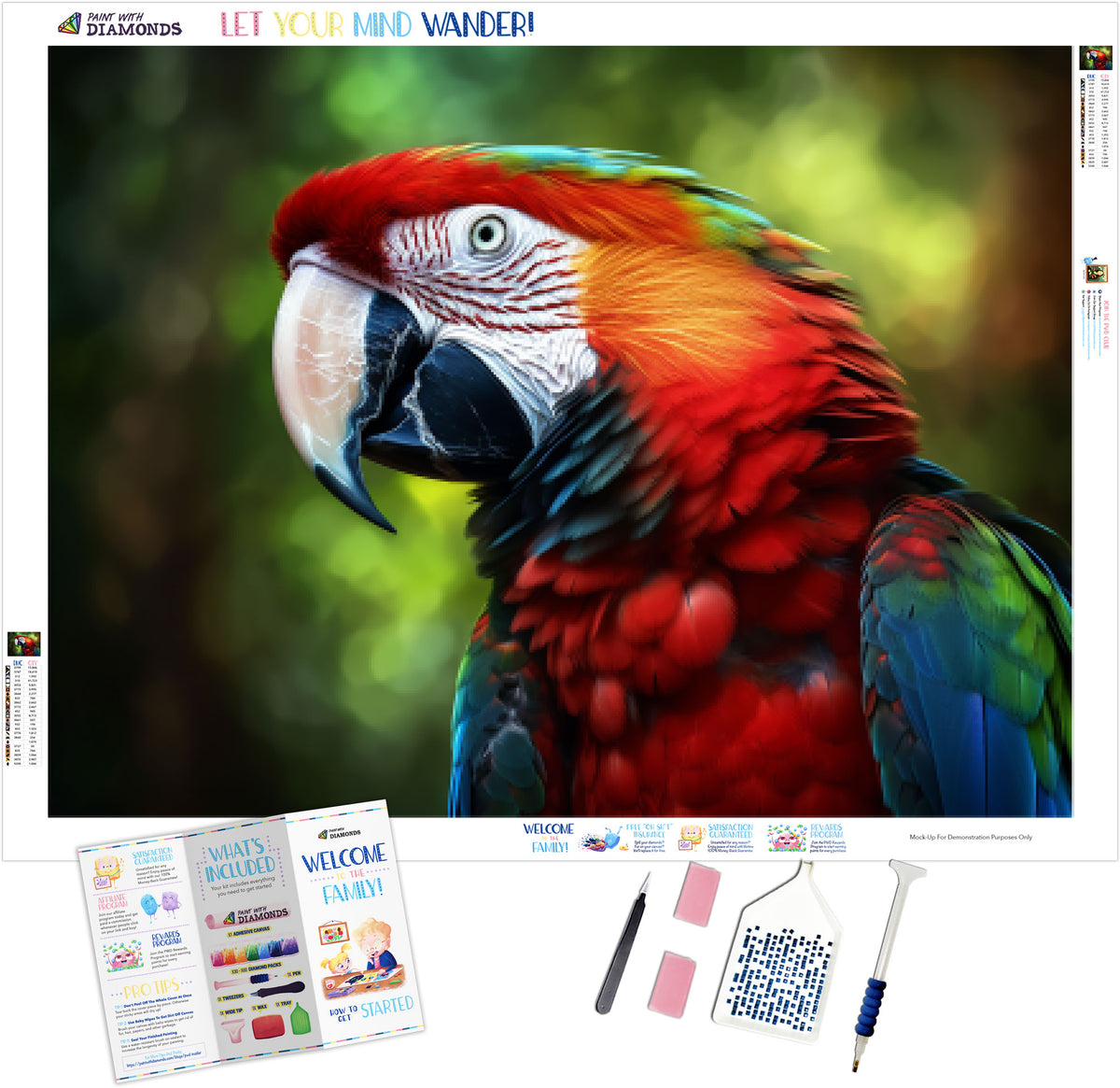 Macaw Parrot Portrait Official Diamond Painting Kit | Diamond Art ...