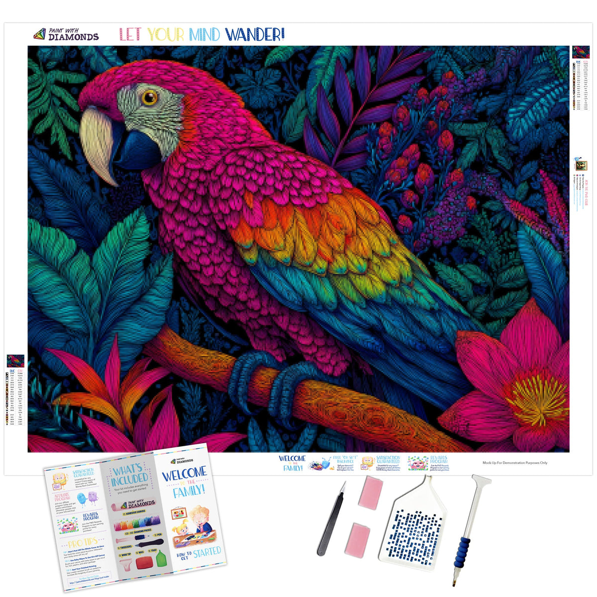 Macaw In The Jungle Glow Diamond Painting - Full Drill Kit | Paint With ...