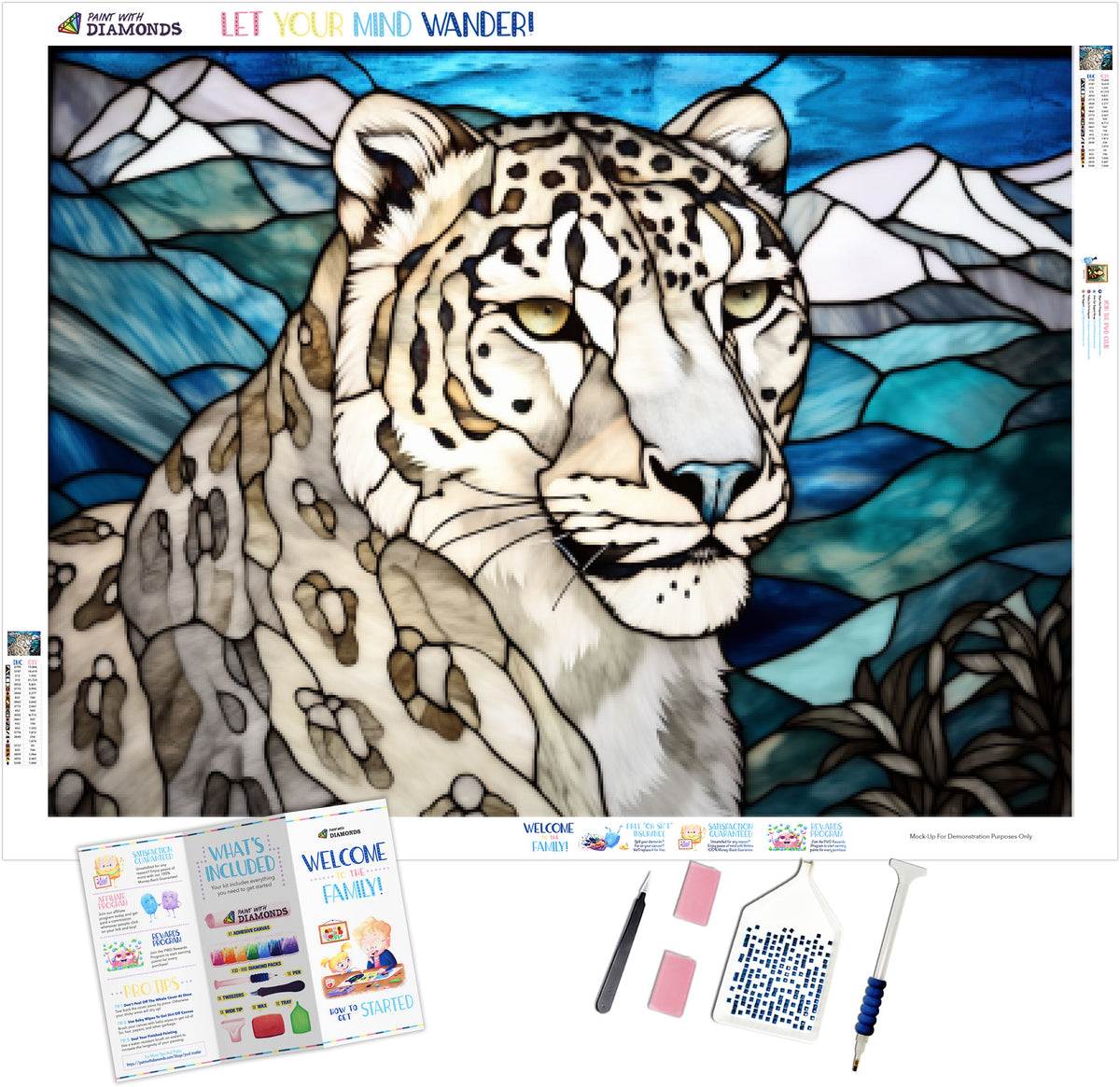 Majestic Snow Leopard Official Diamond Painting Kit | Diamond Art ...