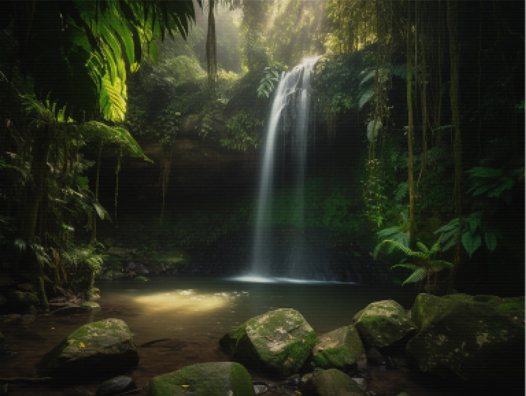 Majestic Waterfall in a Rainforest Official Diamond Painting Kit ...