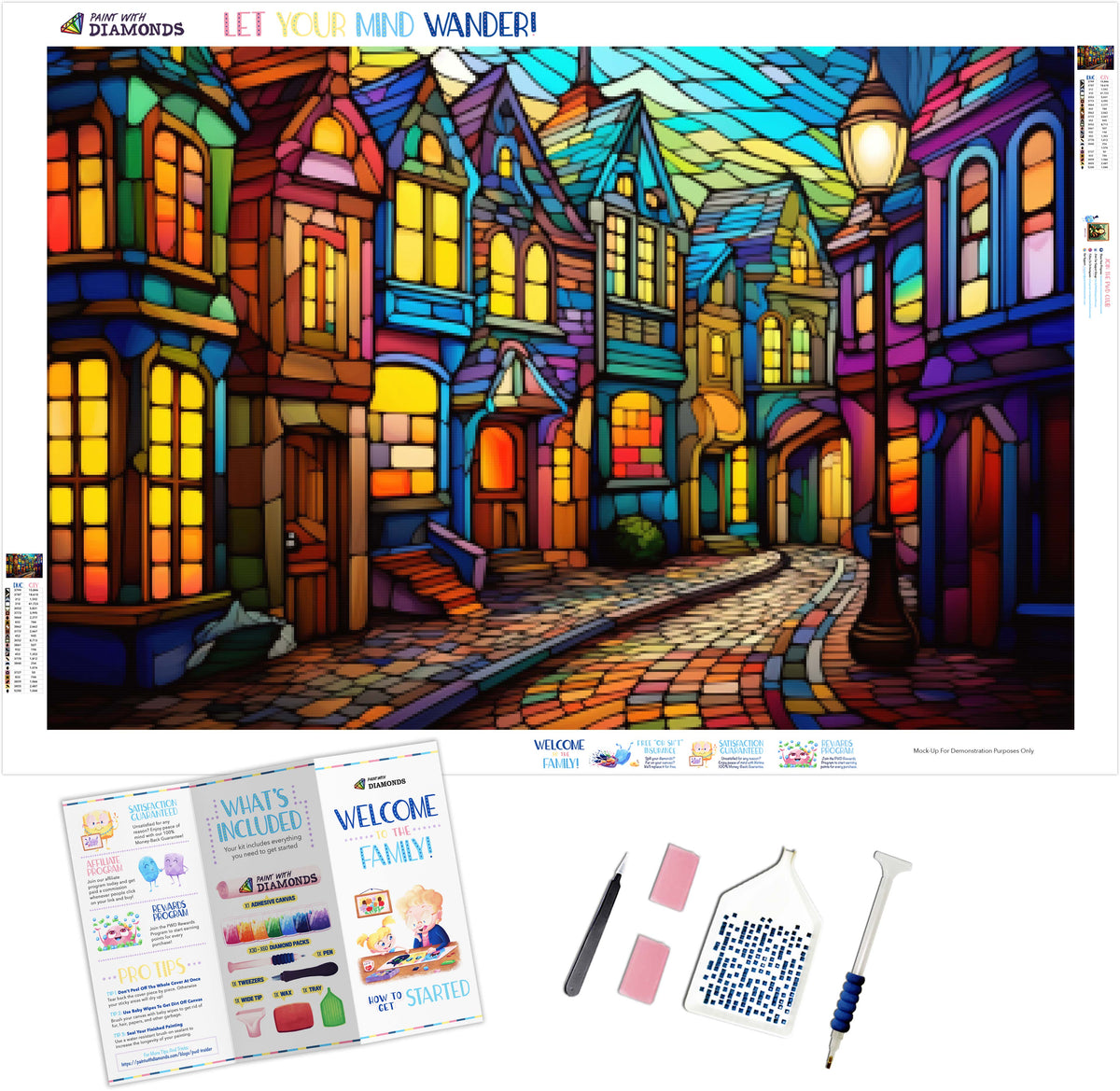 Memory Lane Stained Glass Diamond Painting Kit Paint With Diamonds