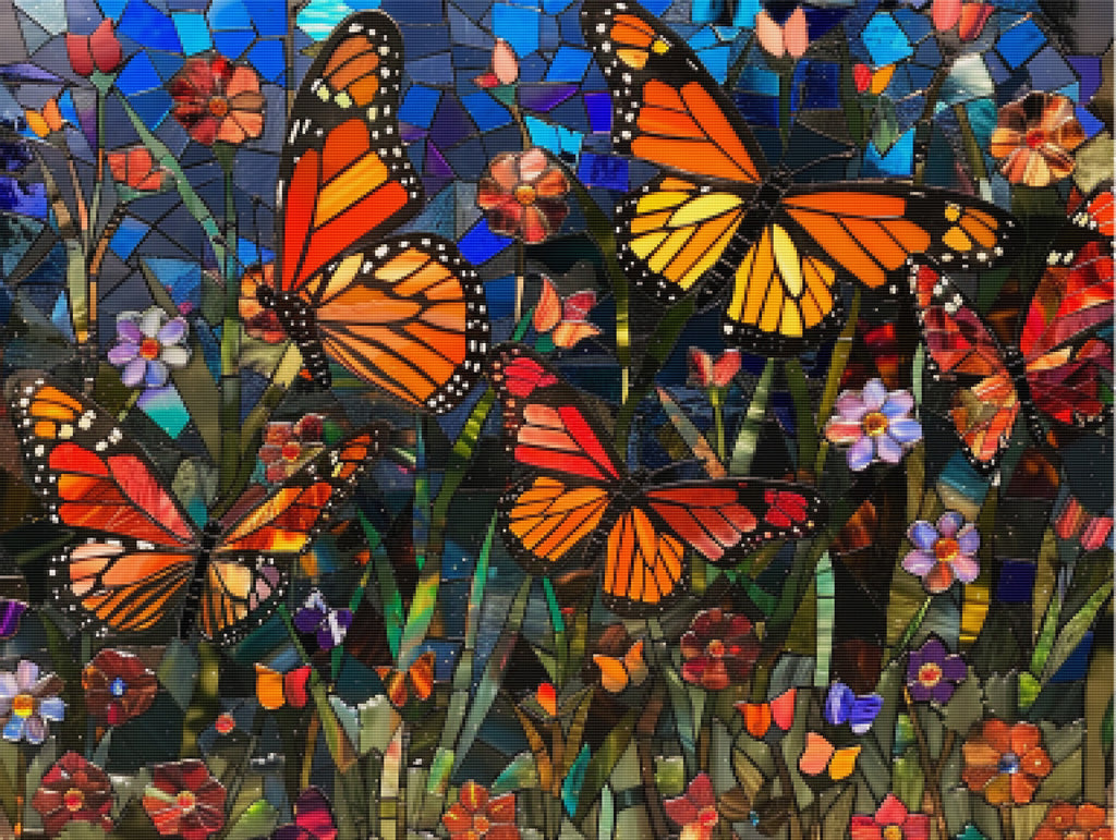 Monarch Butterflies Over Flowers Official Diamond Painting Kit ...