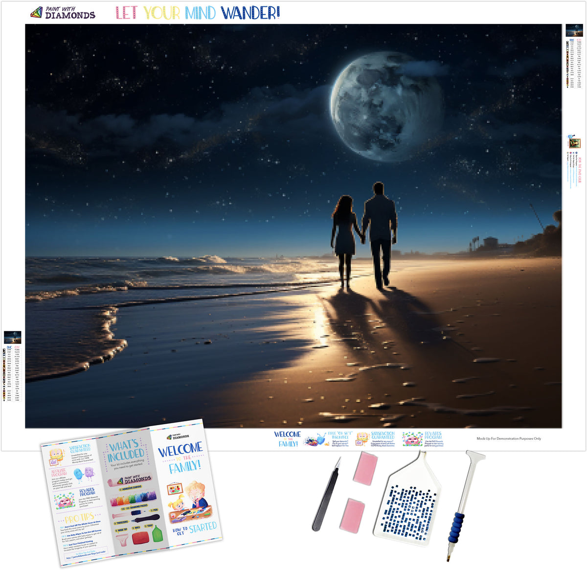 Moonlit Beach Walk Official Diamond Painting Kit | Diamond Art | Paint ...