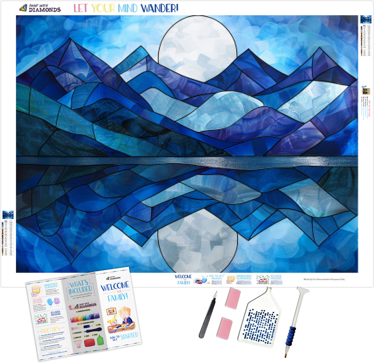 Moonlit Lake with Mountains Official Diamond Painting Kit | Diamond Art ...