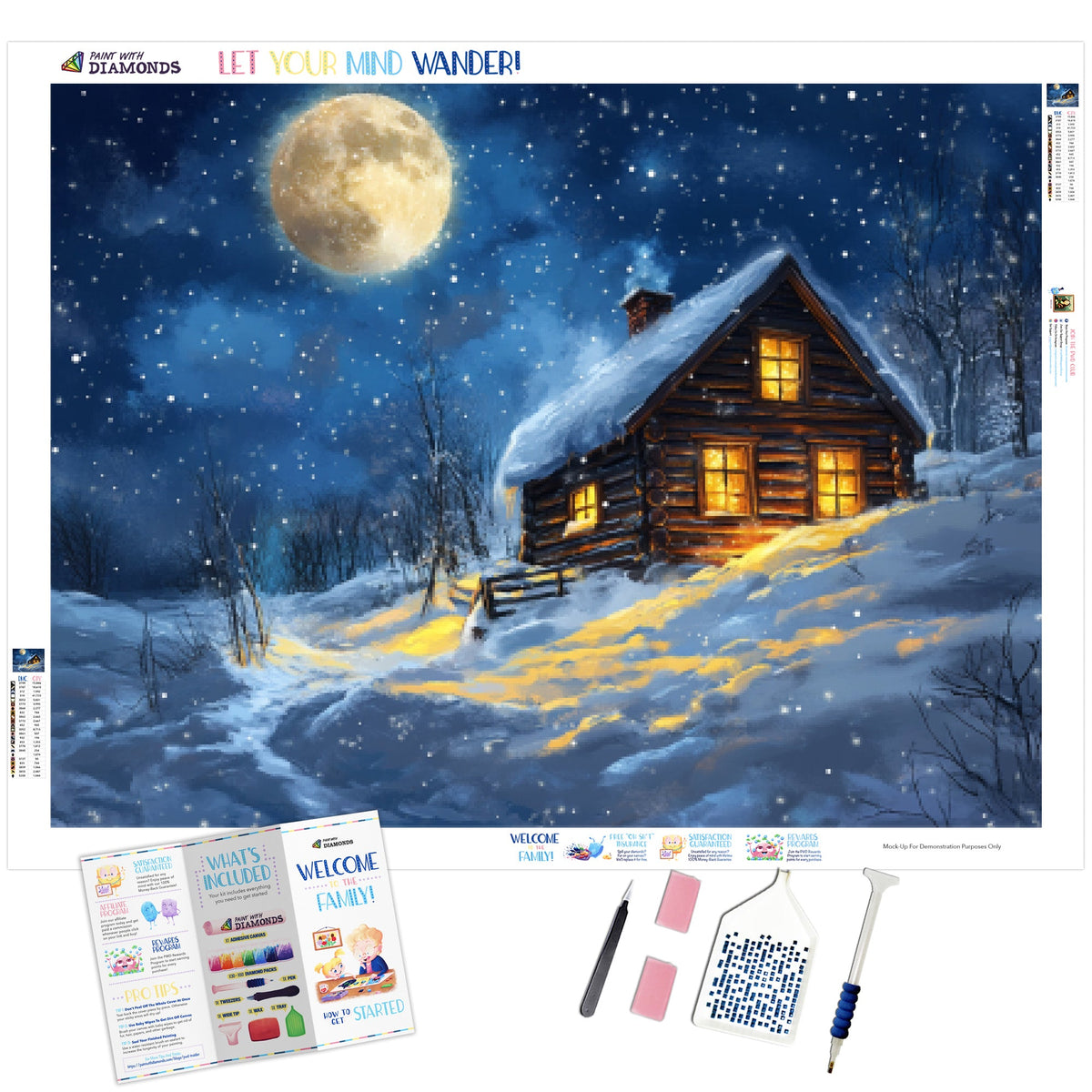 Moonlit Cabin Glow Diamond Painting - Full Drill Kit | Paint With Diamonds®