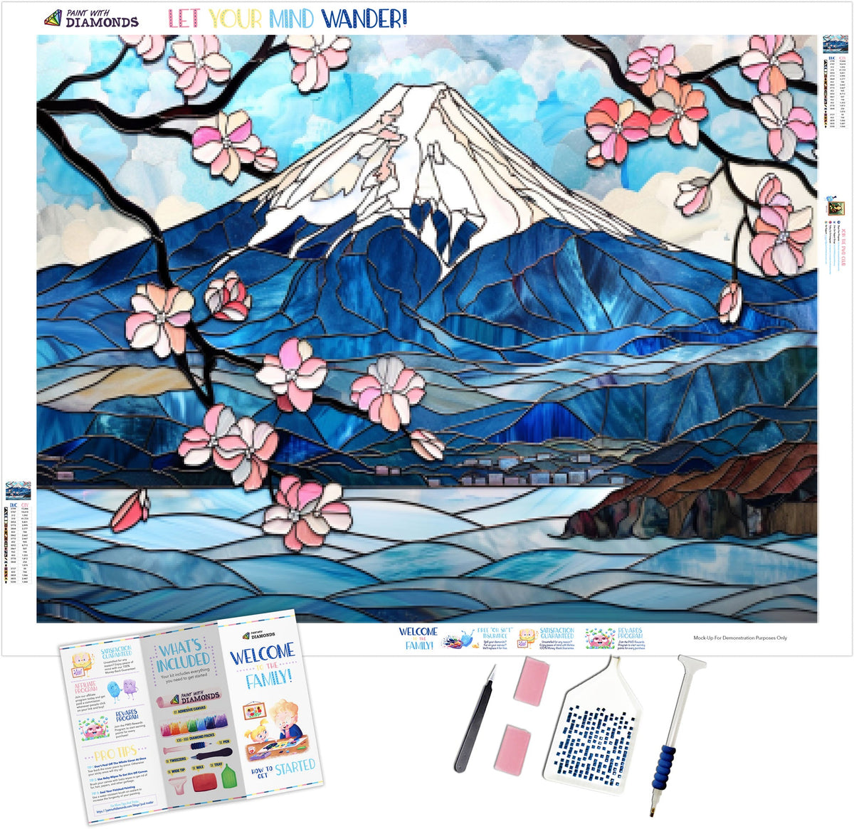 Mount Fuji with Cherry Blossoms Official Diamond Painting Kit | Diamond ...