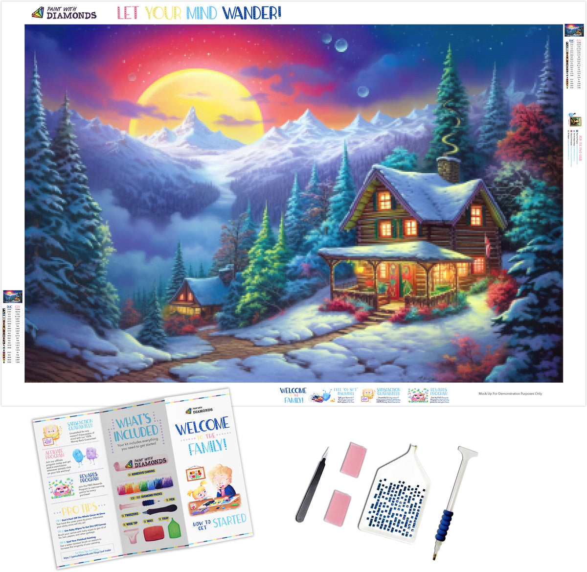 Mountain Cabin Christmas Diamond Painting Kit Paint With Diamonds