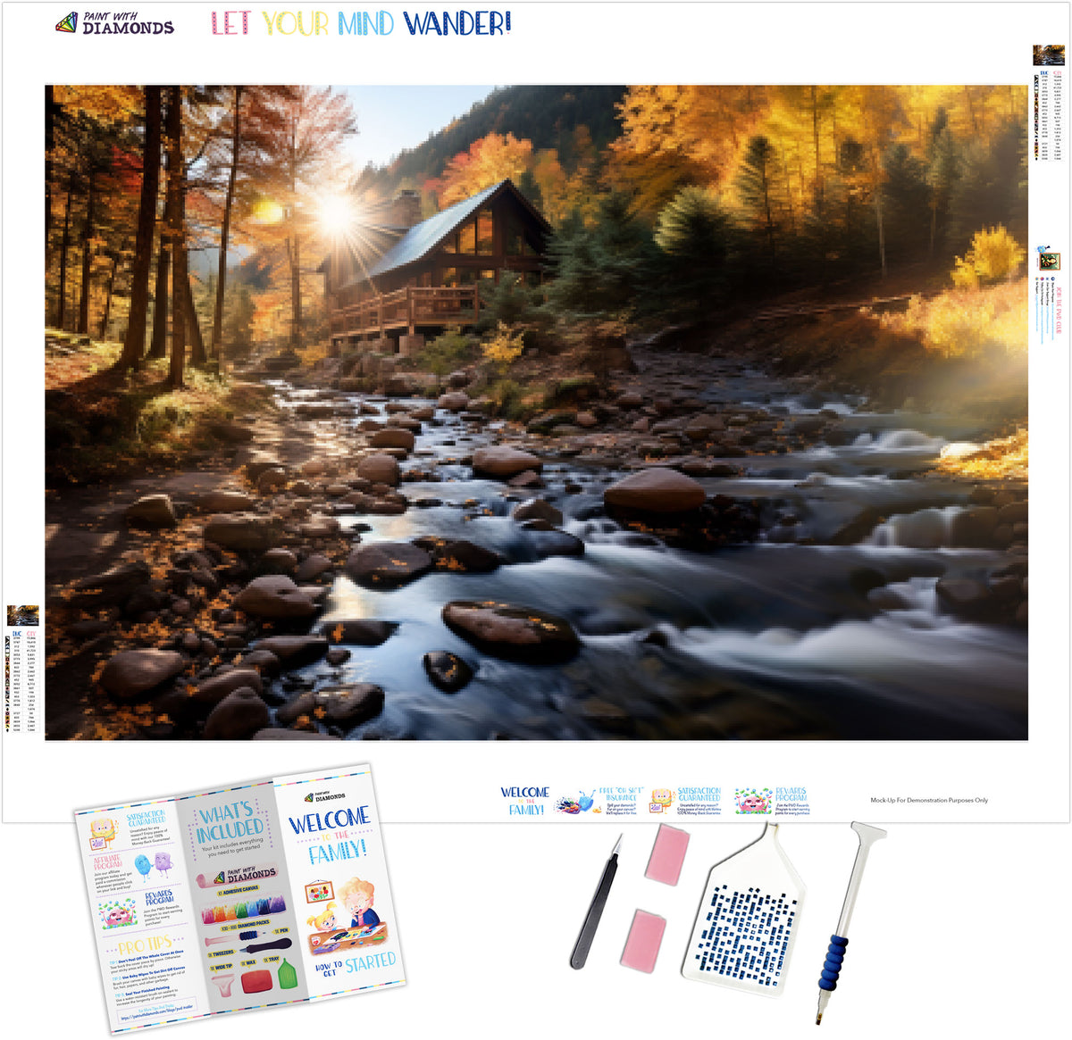 Mountain Cabin in Fall Official Diamond Painting Kit | Diamond Art ...