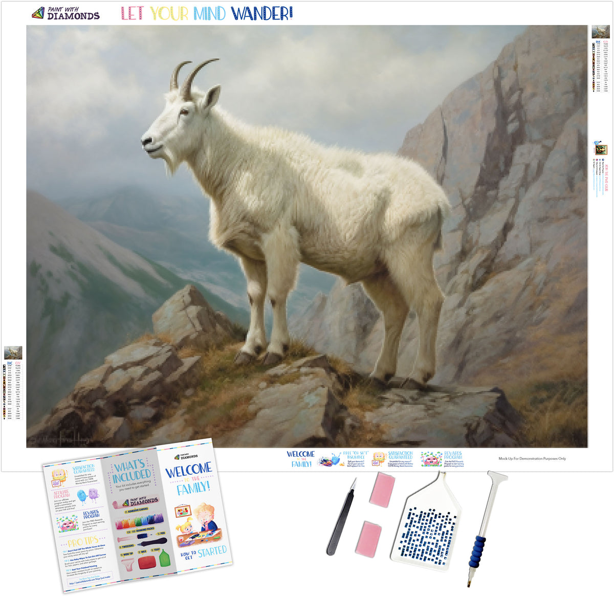 Mountain Goat on Rocky Cliff Official Diamond Painting Kit | Diamond ...