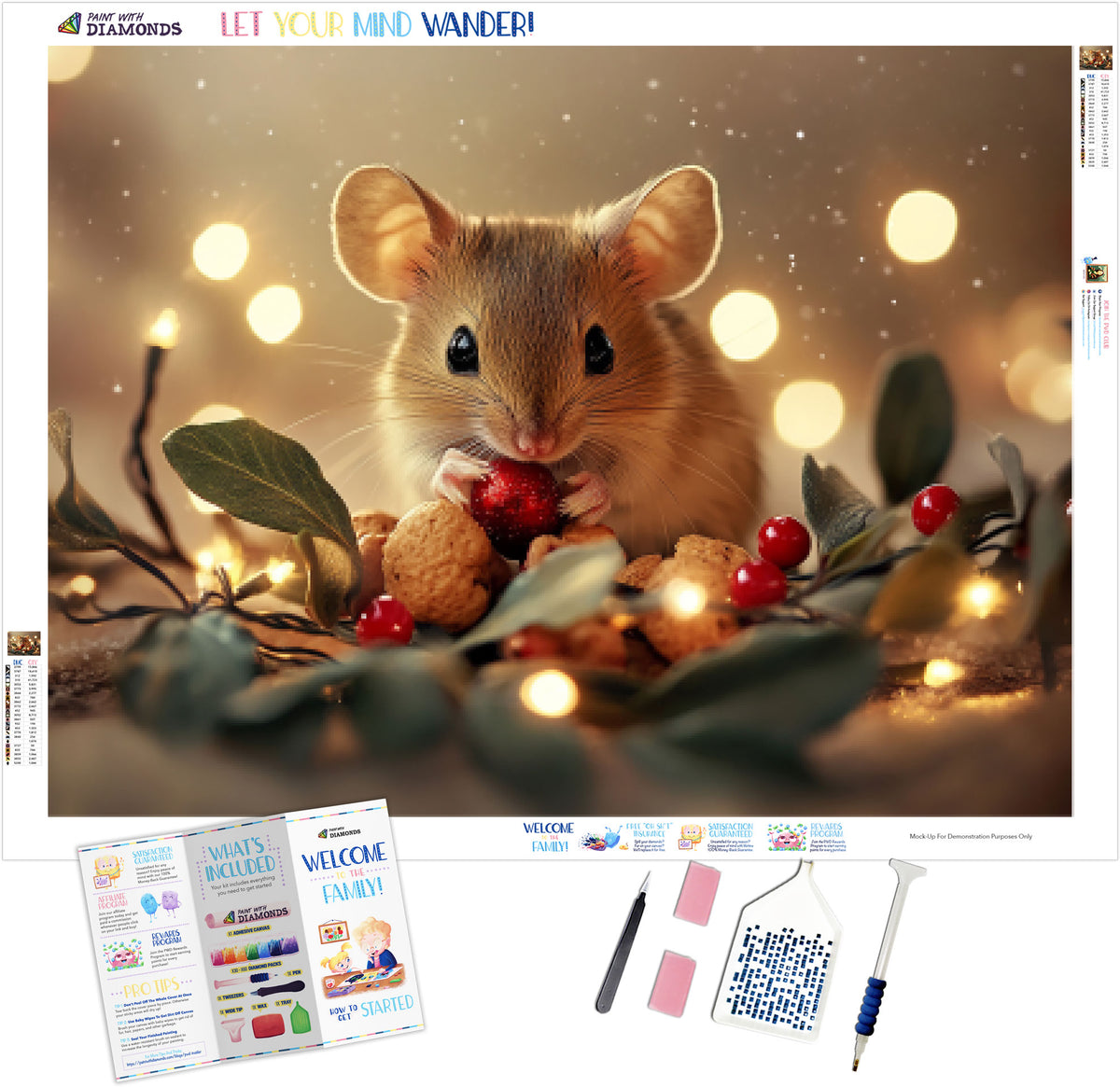 Mouse and Mistletoe – Paint With Diamonds