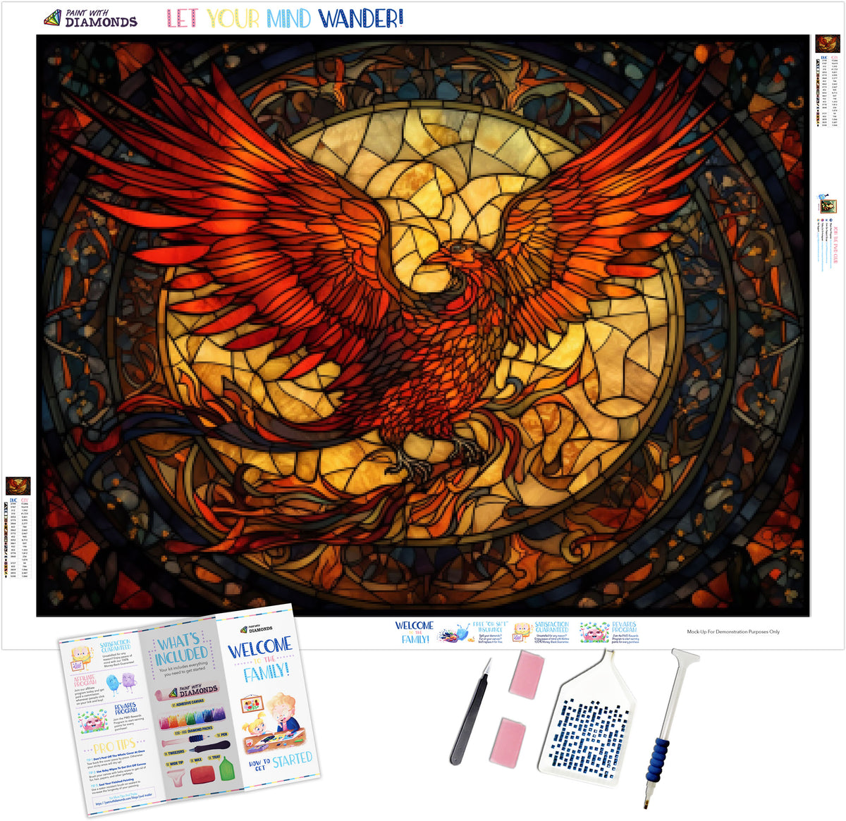 Mythical Phoenix Rising Stained Glass Official Diamond Painting Kit ...