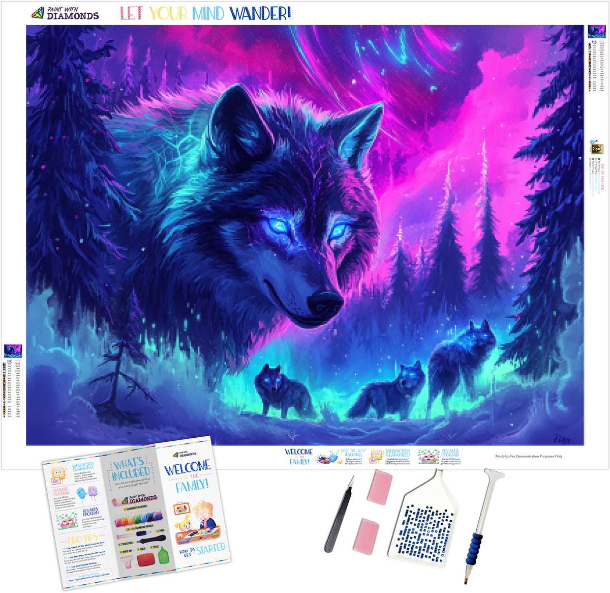 Neon Wilderness Wolves Official Diamond Painting Kit | Diamond Art ...
