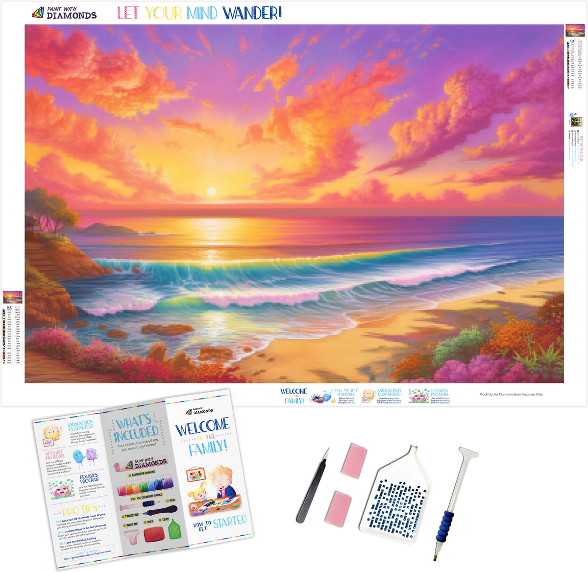 Panoramic Beach Sunset Official Diamond Painting Kit | Diamond Art ...