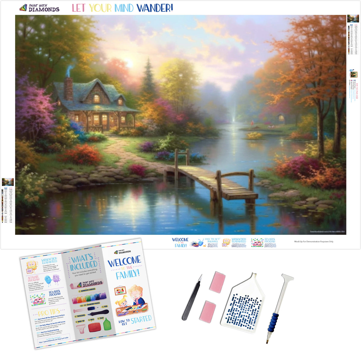 Peaceful Lake Lush Trees Diamond Painting Kit Paint With Diamonds