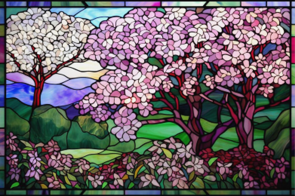 Pink And Purple Lilacs Stained Glass Official Diamond Painting Kit ...