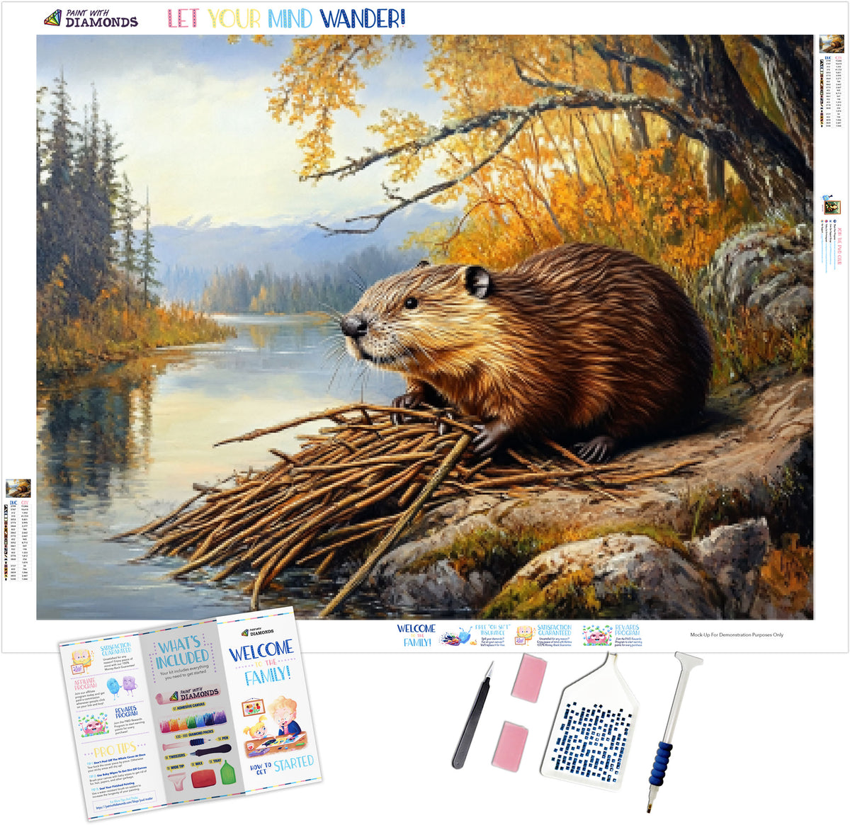 Playful Beaver Building a Lodge – Paint With Diamonds