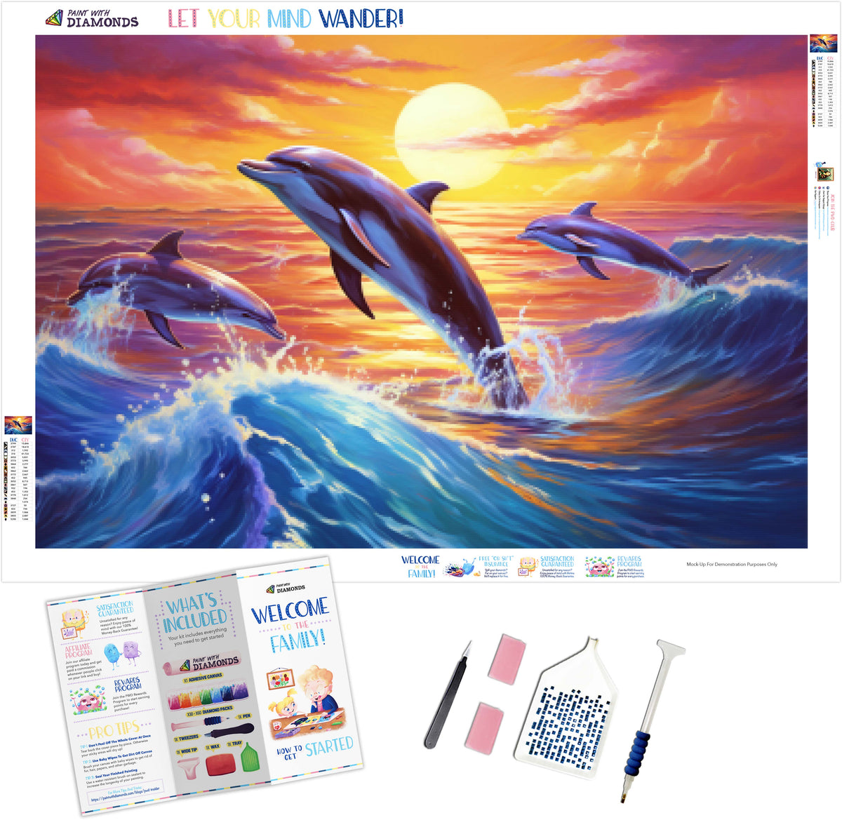 Playful Pod Of Dolphins Diamond Painting Kit Paint With Diamonds