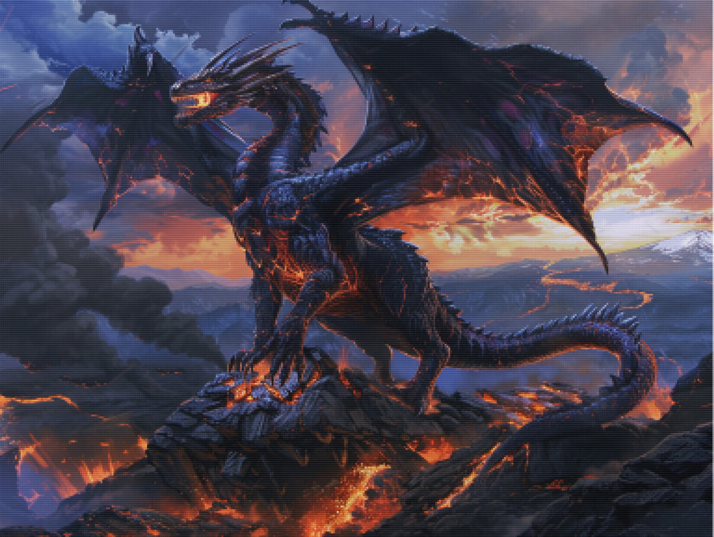 Powerful Dragon With Jet-Black Scales Official Diamond Painting Kit ...