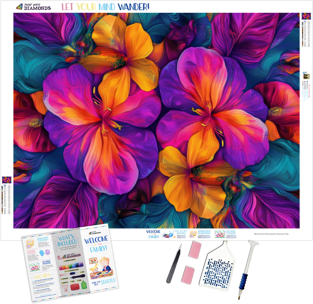 Psychedelic Tropical Blooms Official Diamond Painting Kit | Diamond Art | Paint With Diamonds®
