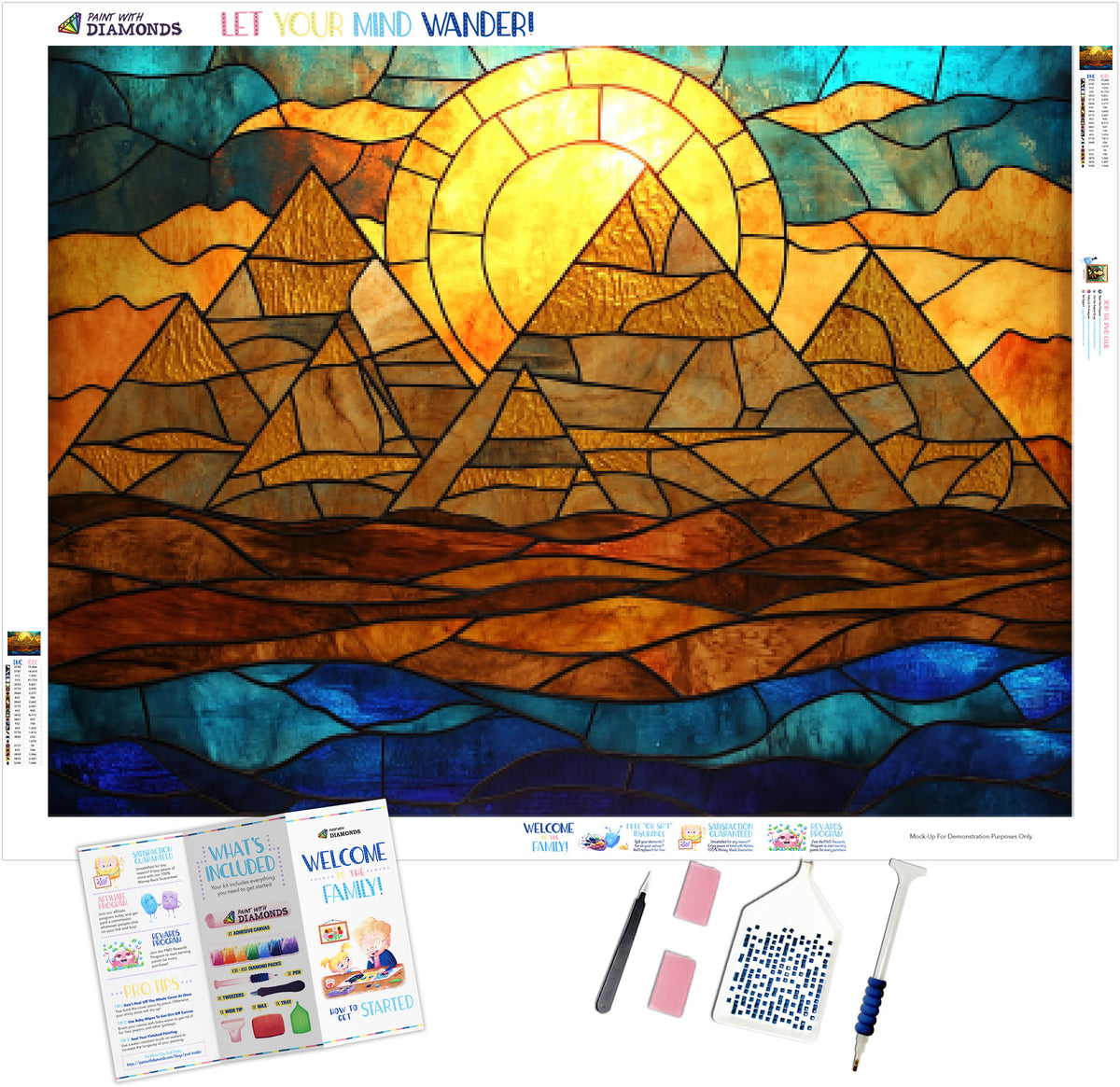 Pyramids of Giza Stained Glass Official Diamond Painting Kit | Diamond ...