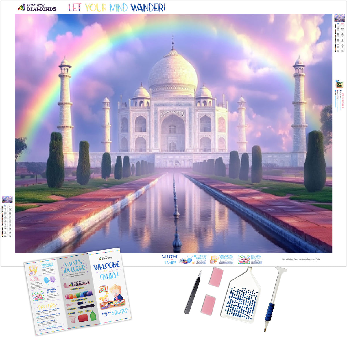 Rainbow Over the Taj Mahal Official Diamond Painting Kit | Diamond Art ...