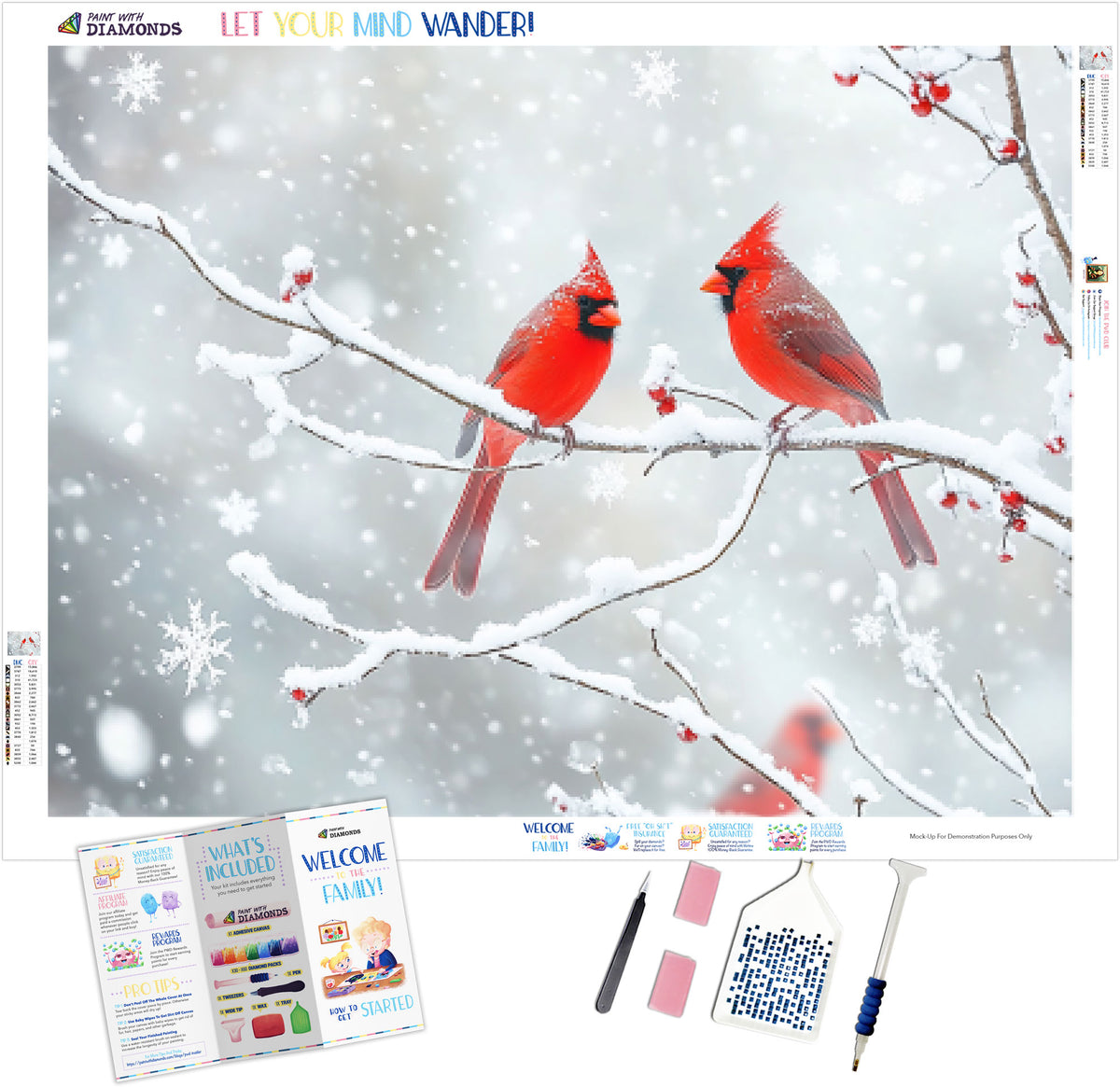 Red Winter Cardinals on Snowy Branches – Paint With Diamonds