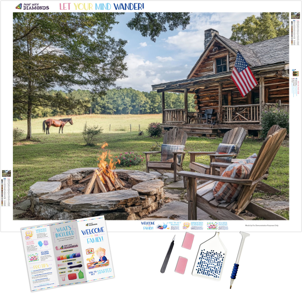 Rustic Retreat A Log Cabin Official Diamond Painting Kit | Diamond Art ...