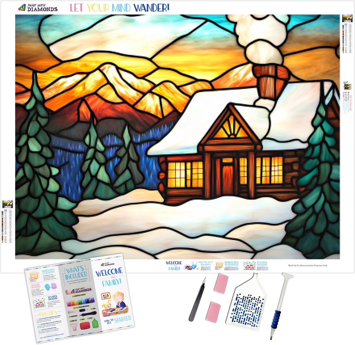 Serene Winter Cabin Retreat Official Diamond Painting Kit | Diamond Art ...