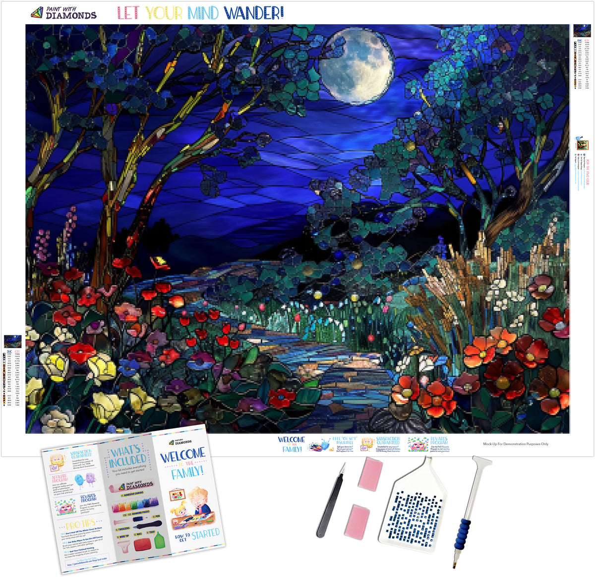 Shimmering Trees Illuminated By Moonlight Official Diamond Painting Kit ...